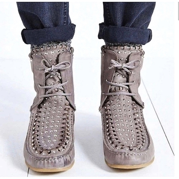 Sam Edelman | Shoes | Sam Edelman Katelyn Studded Moccasin Boots Grey ...